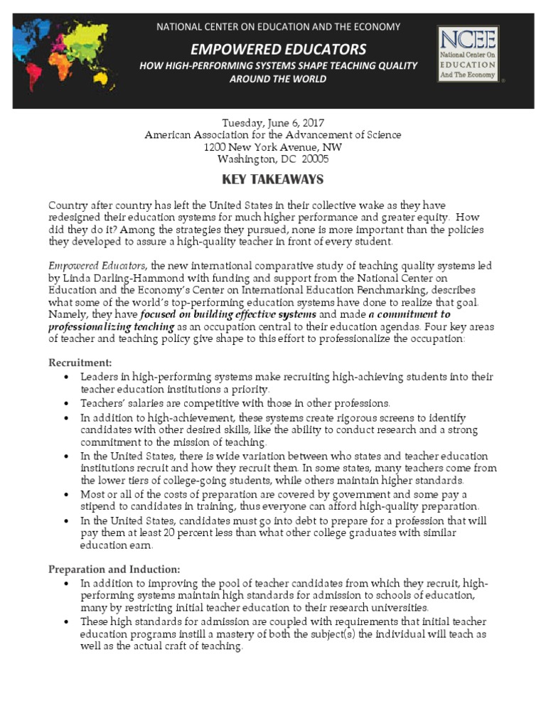 Empowered Educators: Key Takeaways | Download Free PDF | Teacher ...