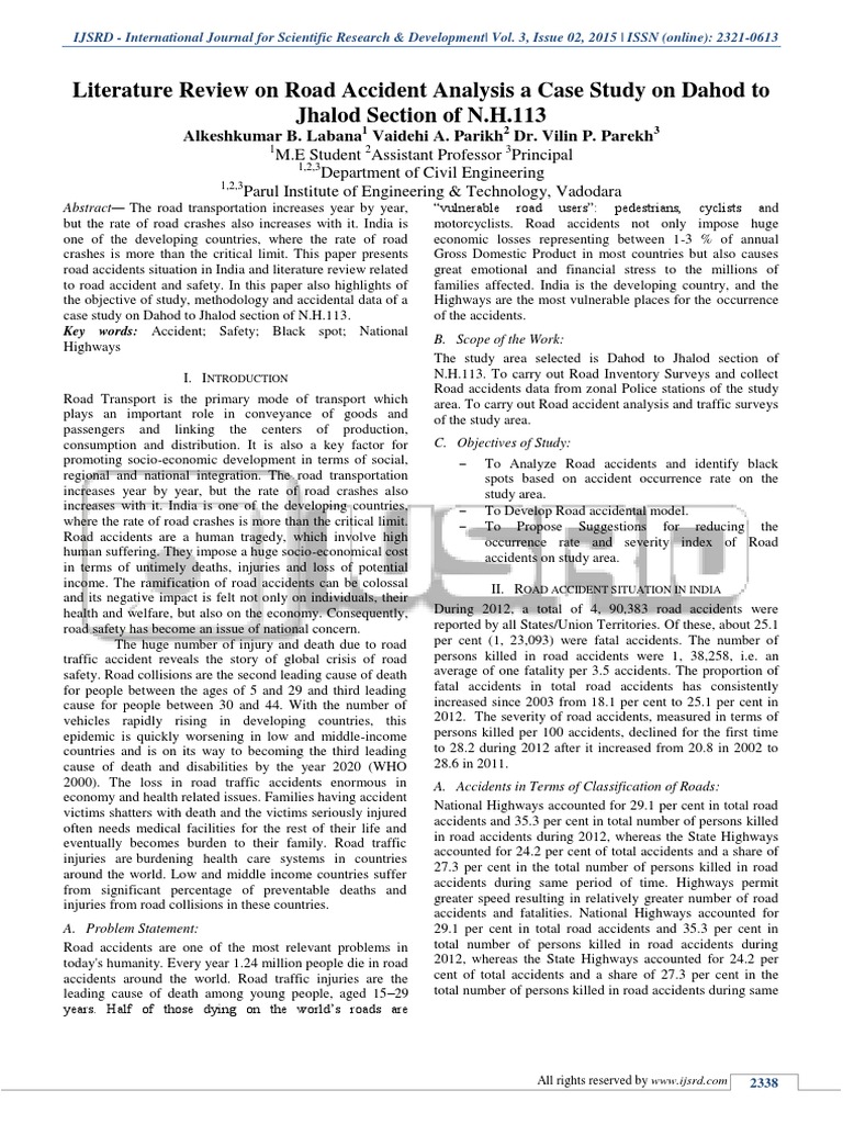 Literature Review On Road Accident Analy | PDF | Traffic Collision ...