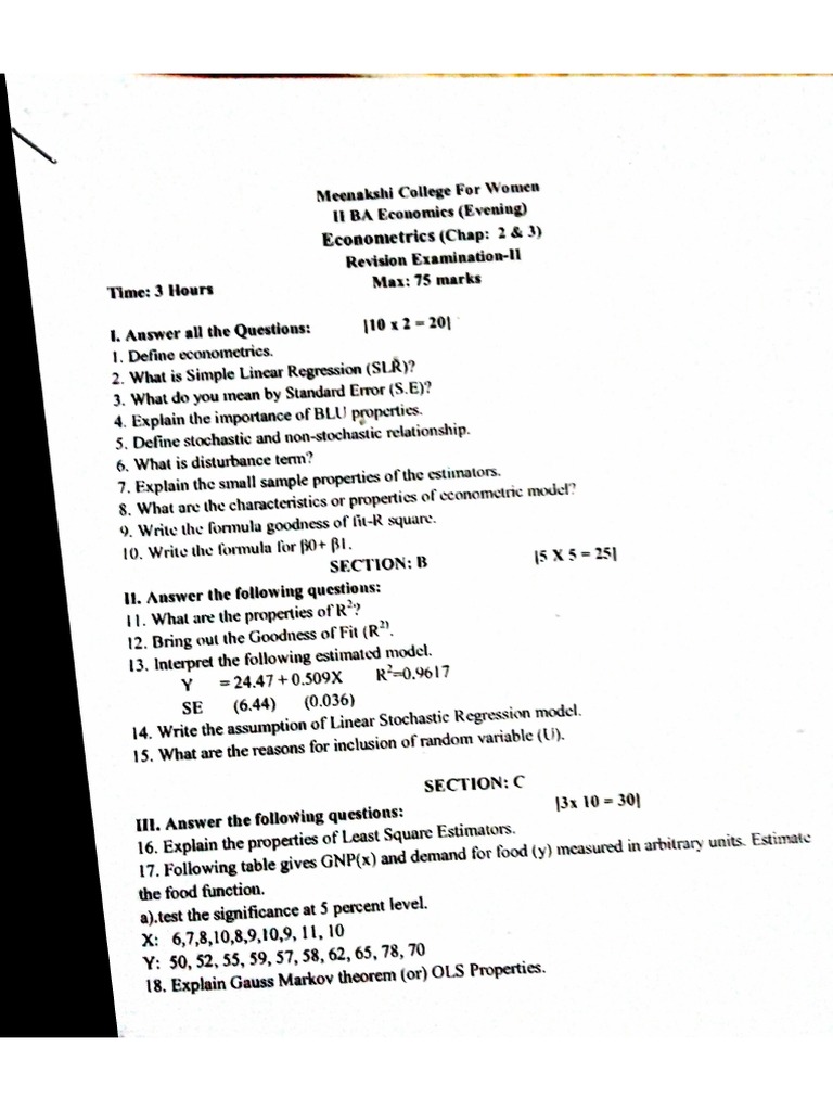 Econometrics Questions | PDF