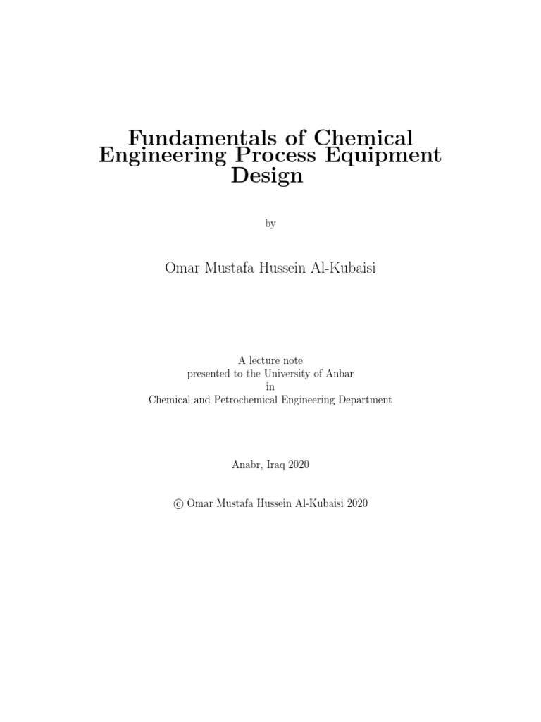 Fundamentals of Chemical Engineering Process Equipment Design | PDF ...