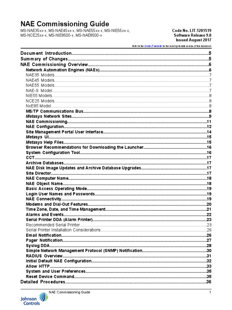 NAE Commissioning Guide: MS-NAE35xx-x, MS-NAE45xx-x, MS-NAE55xx-x, MS ...