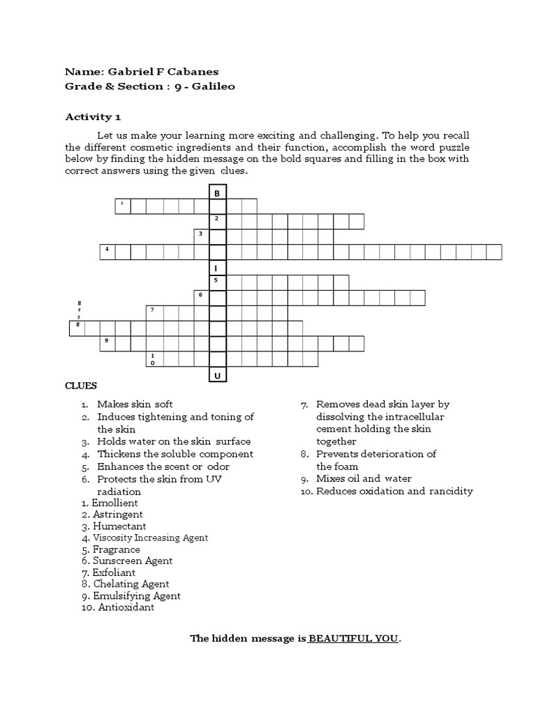 Name: Gabriel F Cabanes Grade & Section: 9 - Galileo Activity 1 | PDF ...