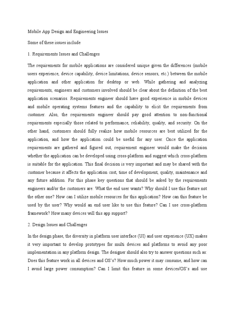 Mobile App Design & Engineering Challenges | PDF | Cross Platform ...