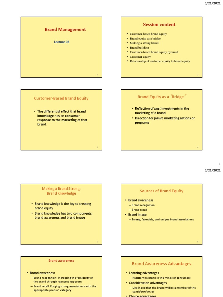 Lecture - 03 - Brand Management | PDF | Brand | Promotion And Marketing ...