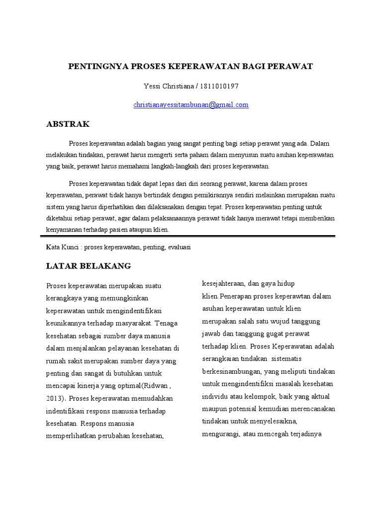 Pentingnya Proses Keperawatan | PDF | Karier & Perkembangan | Pengembangan Diri