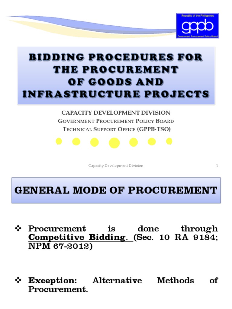 Competitive Bidding in Government Procurement | PDF | Joint Venture ...