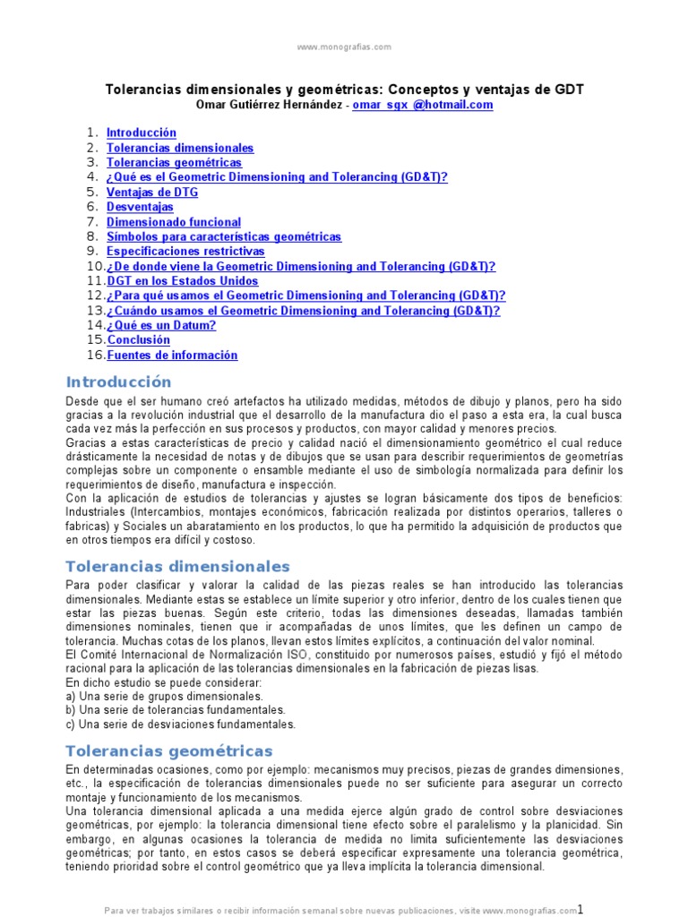 Tolerancias Dimensionales Geometrica Conceptos Ventajas | PDF ...