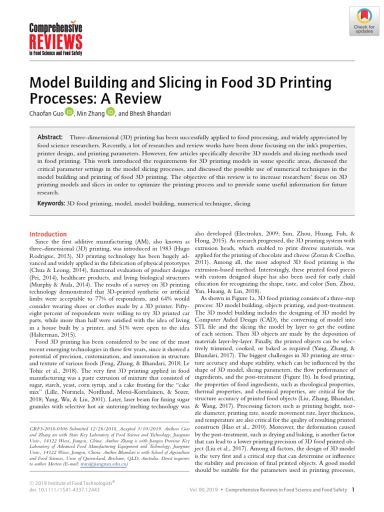 Model Building and Slicing in Food 3D Printing | PDF | 3 D Printing | 3 ...