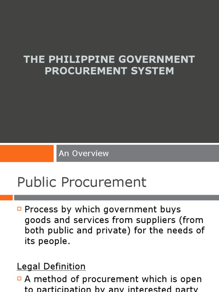 An Overview of the Philippine Government Procurement System: From ...