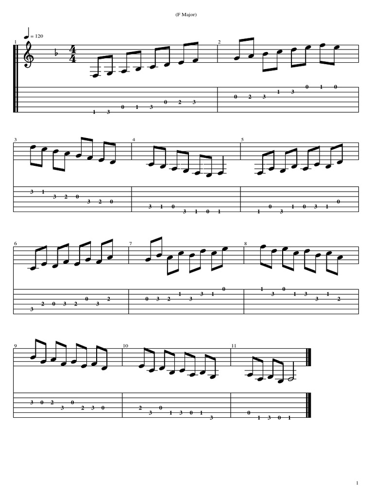 F Major Scale and Skip Exercise | PDF