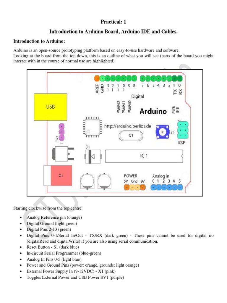 Practical: 1 Introduction To Arduino Board, Arduino IDE and Cables ...