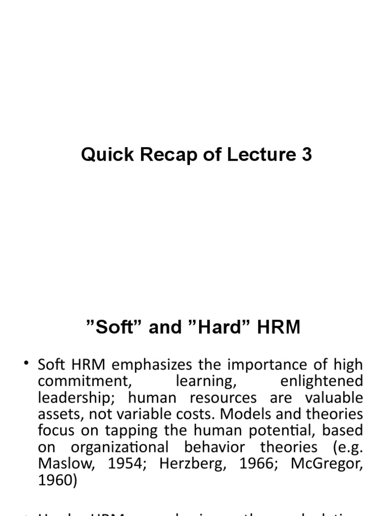 Overview of Soft and Hard HRM Concepts | PDF | Human Resource ...
