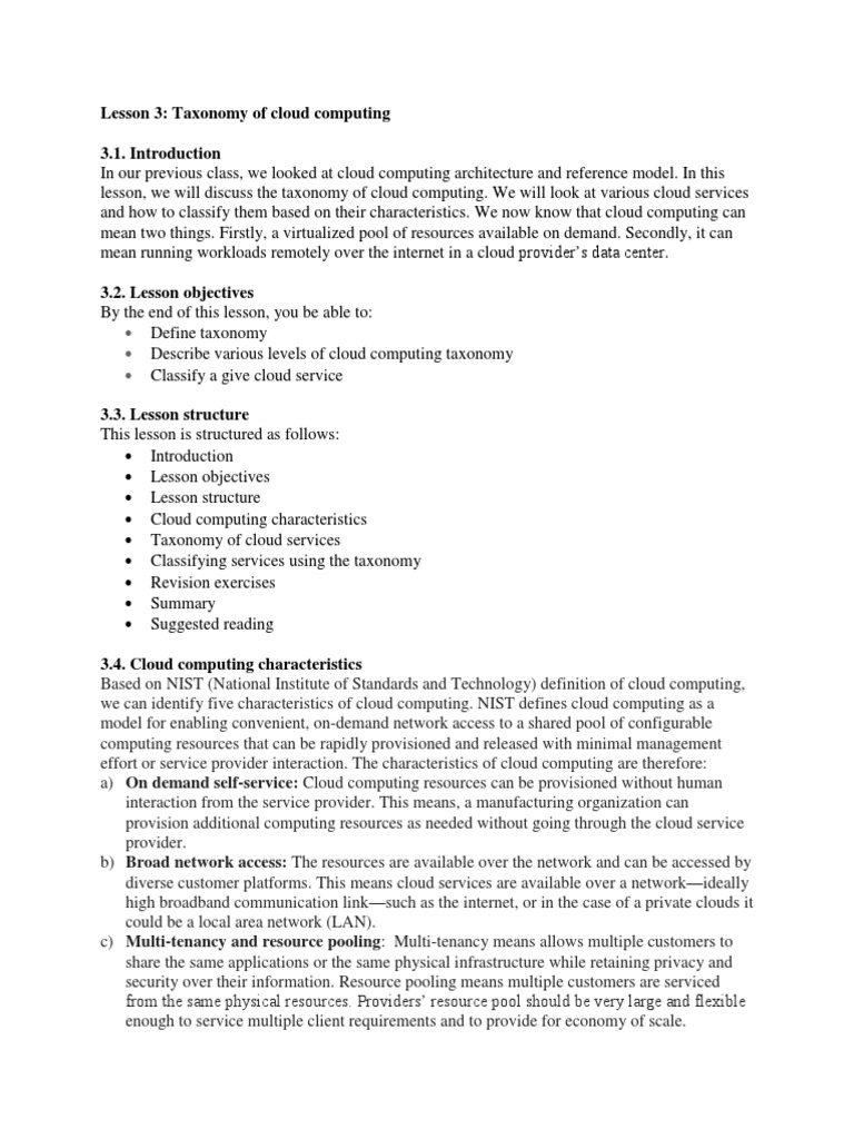 Taxonomy For Cloud Computing | PDF | Platform As A Service | Cloud ...