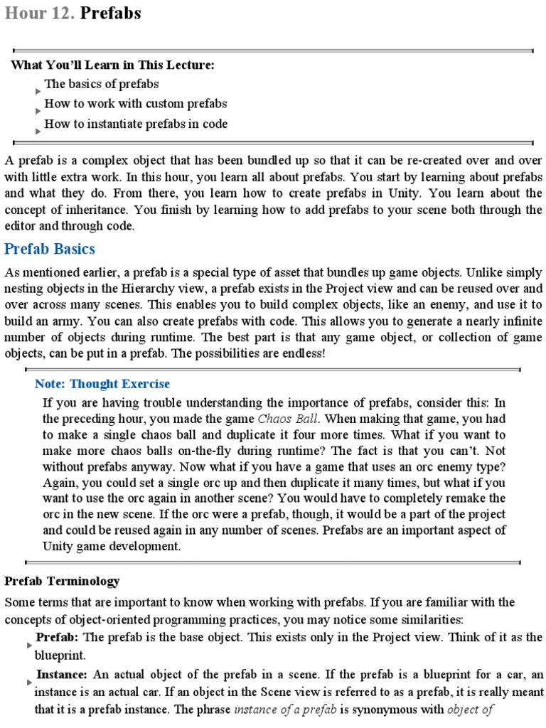 Understanding Unity Prefabs Basics | PDF | Object (Computer Science ...