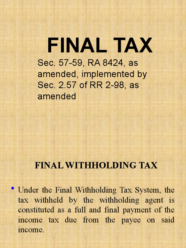 Final Tax 2 | PDF | Withholding Tax | Employee Benefits