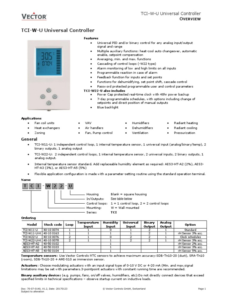 Vectorcontrols Tci w22 Uh | PDF | Parameter (Computer Programming) | Power Supply