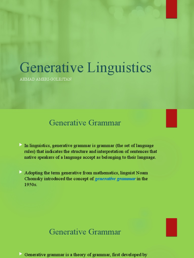 Generative Linguistics | PDF | Grammar | Linguistics