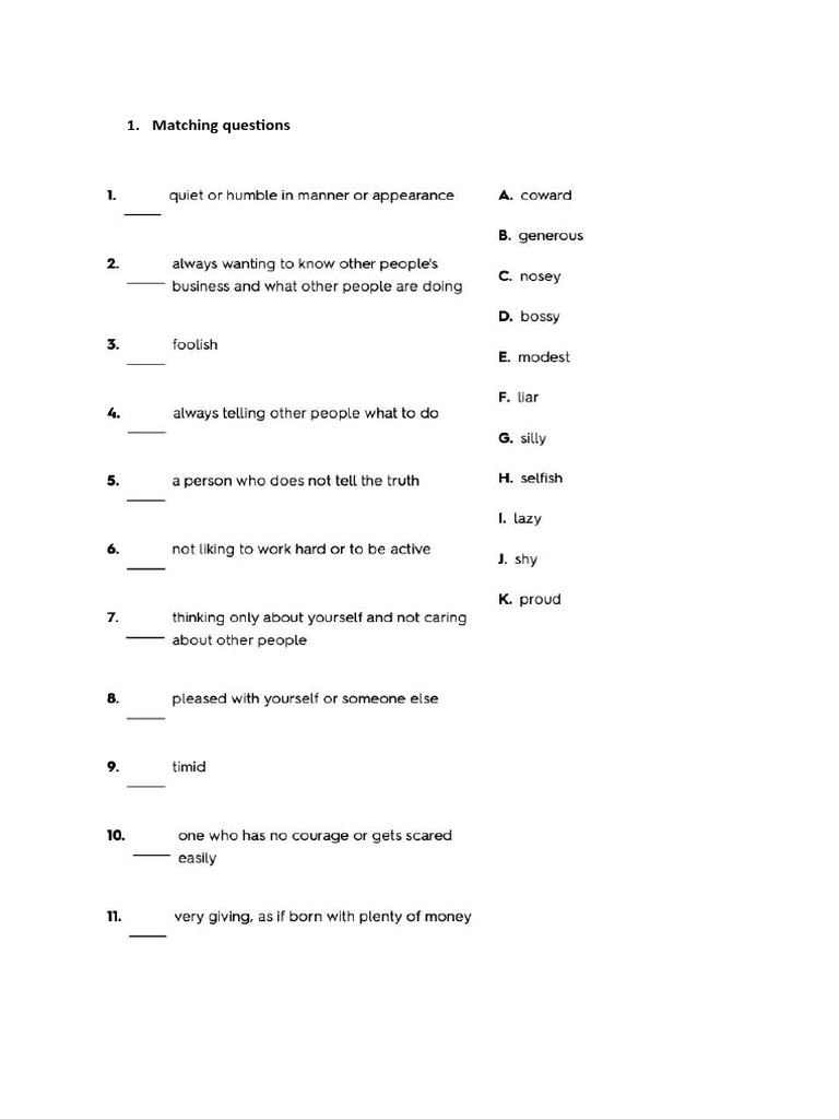 Matching Questions | PDF