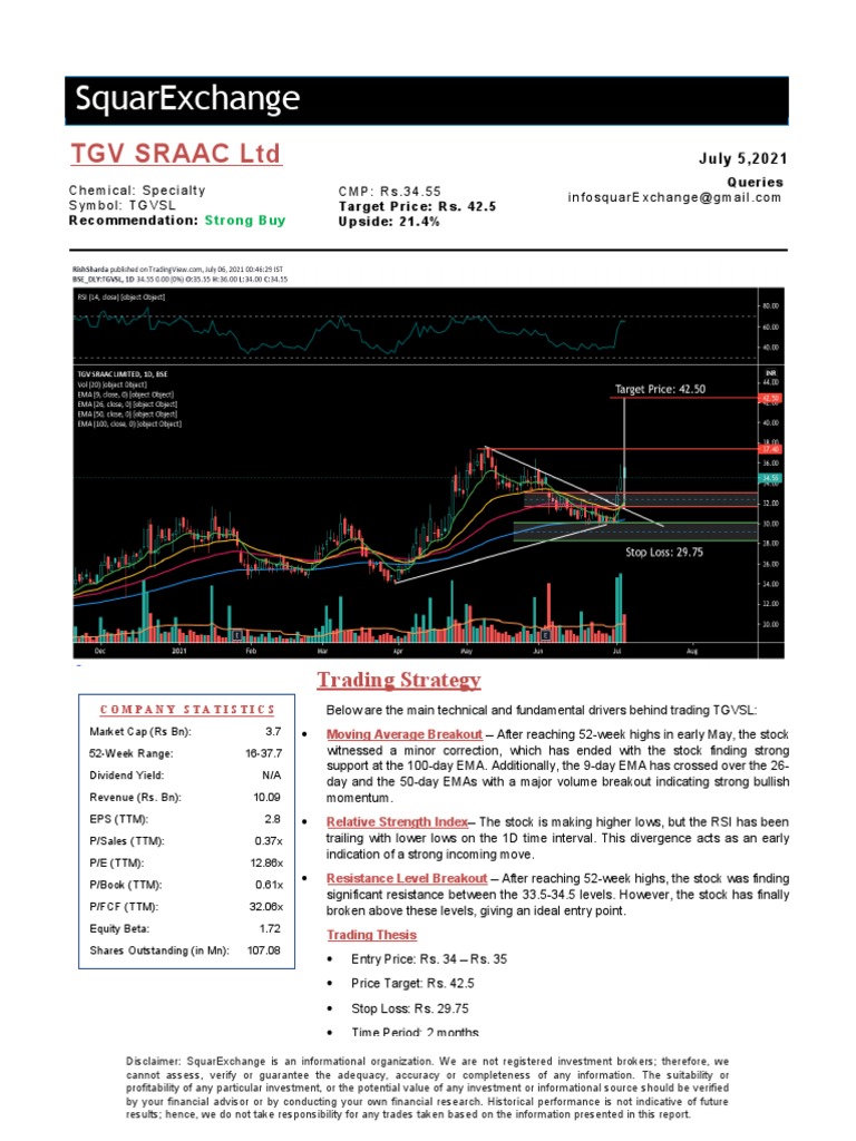 TGV Sraac LTD - Research Report | PDF | Equity Securities | Stocks