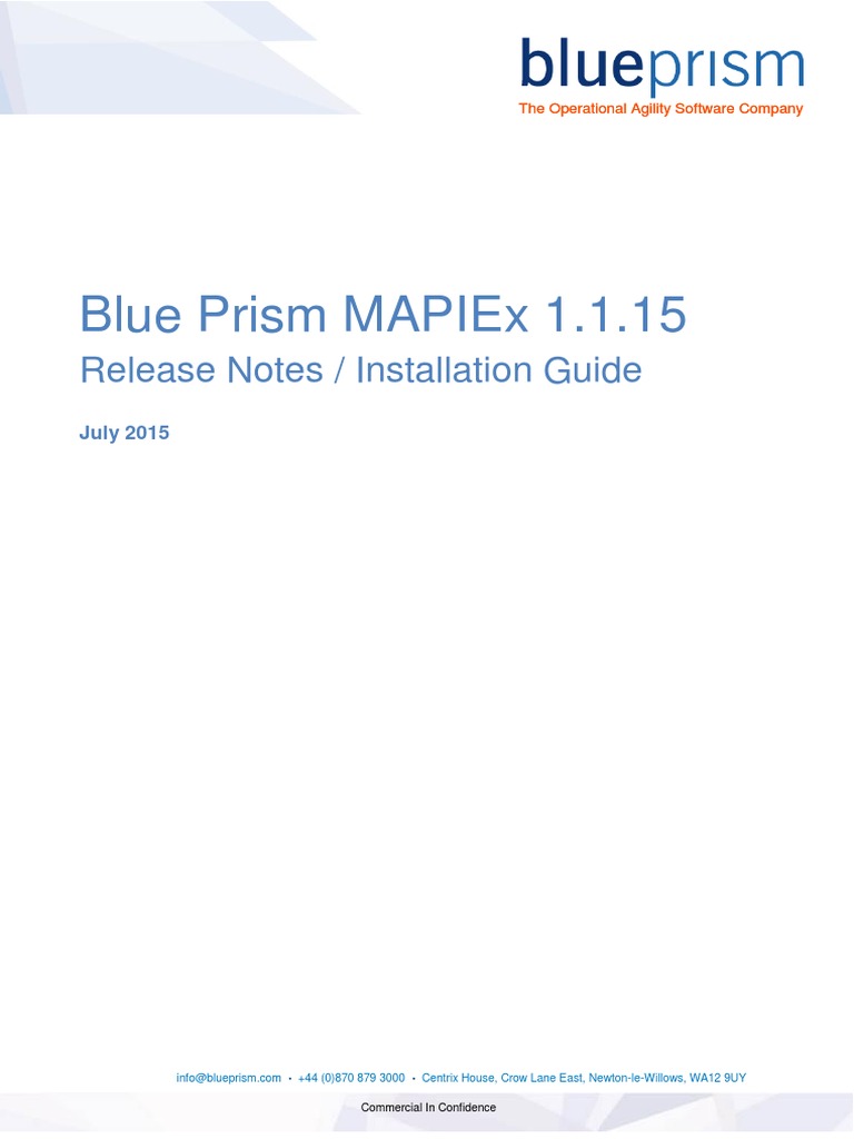 Blue Prism Mapiex 1115 Release Notes Installation Guide Pdf 64 Bit Computing Computer
