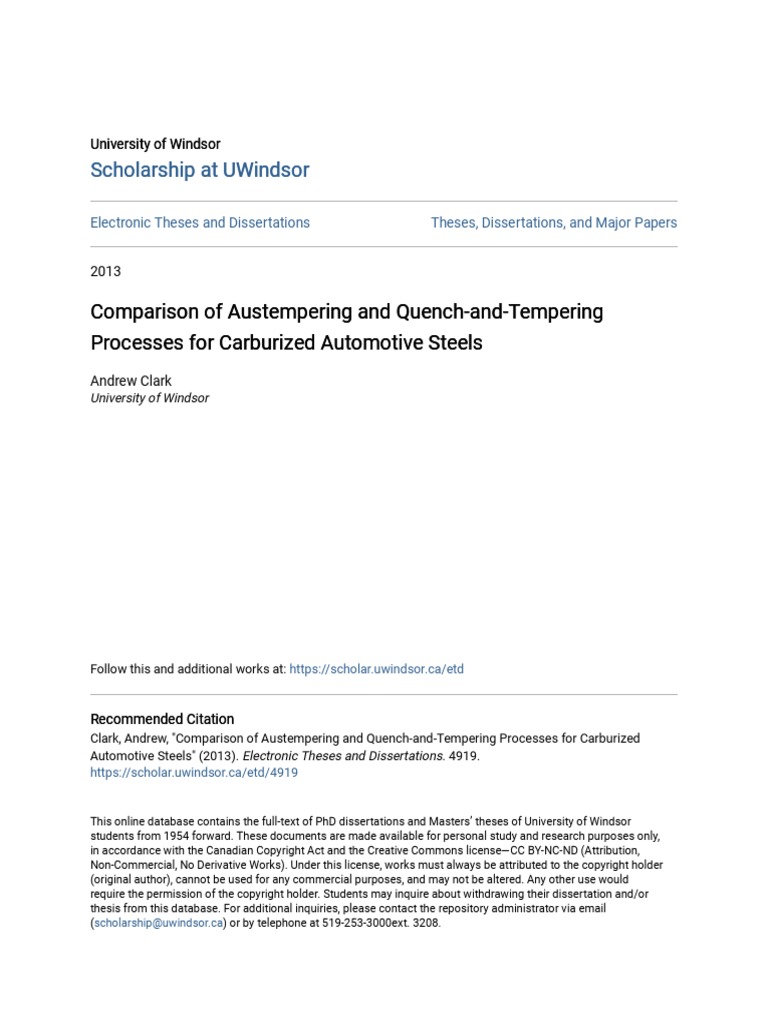 Comparison of Austempering and Quench-And-Tempering Processes For | PDF ...