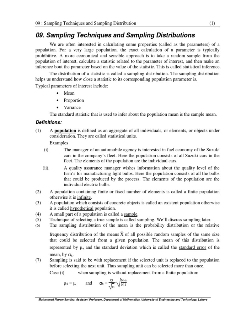 09 Sampling Distribution | PDF | Estimator | Sampling (Statistics)