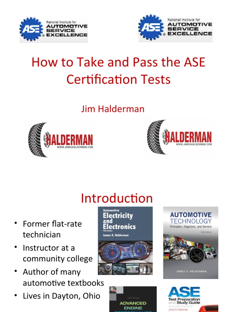 How To Take and Pass The ASE Certification Tests: Jim Halderman ...