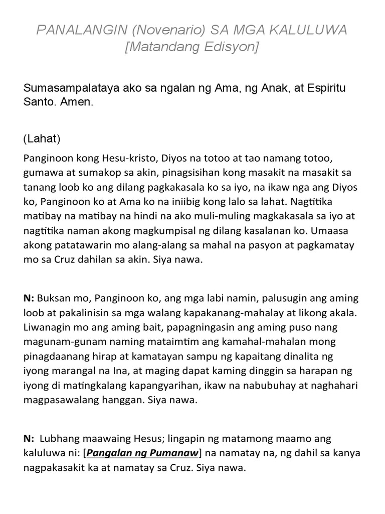 Panalangin Sa Patay | PDF