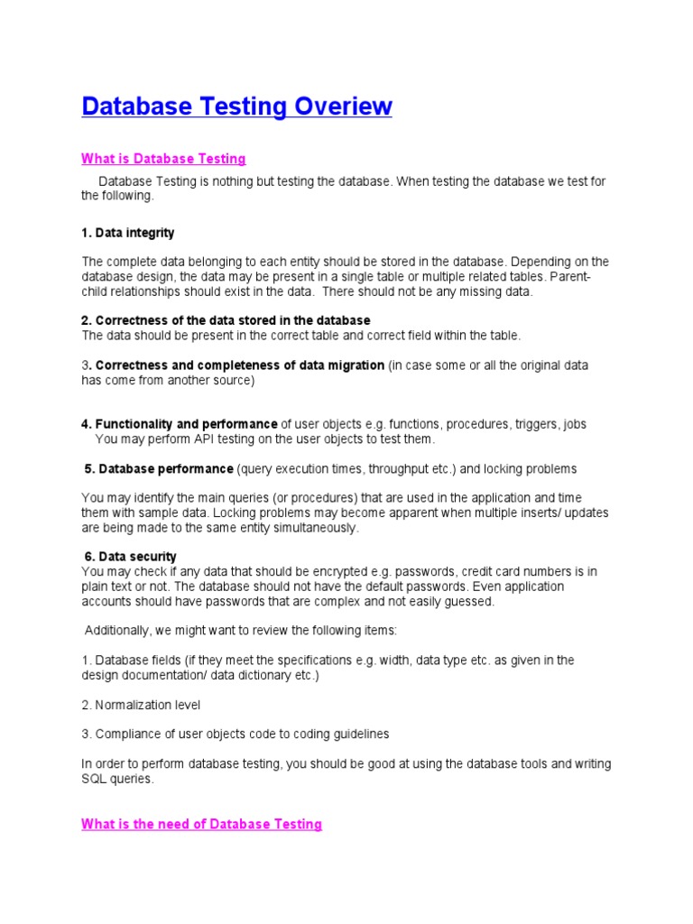 Database Testing Overiew - 2 | Download Free PDF | Database Index ... Database Testing Overiew - 2 | Download Free PDF | Database Index ...