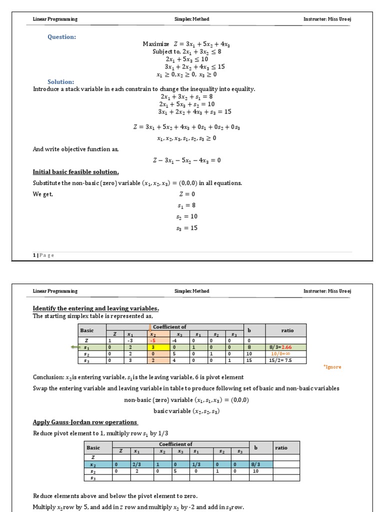Simplex (Maximization Prob) | PDF | Linear Programming | Analysis Simplex (Maximization Prob) | PDF | Linear Programming | Analysis