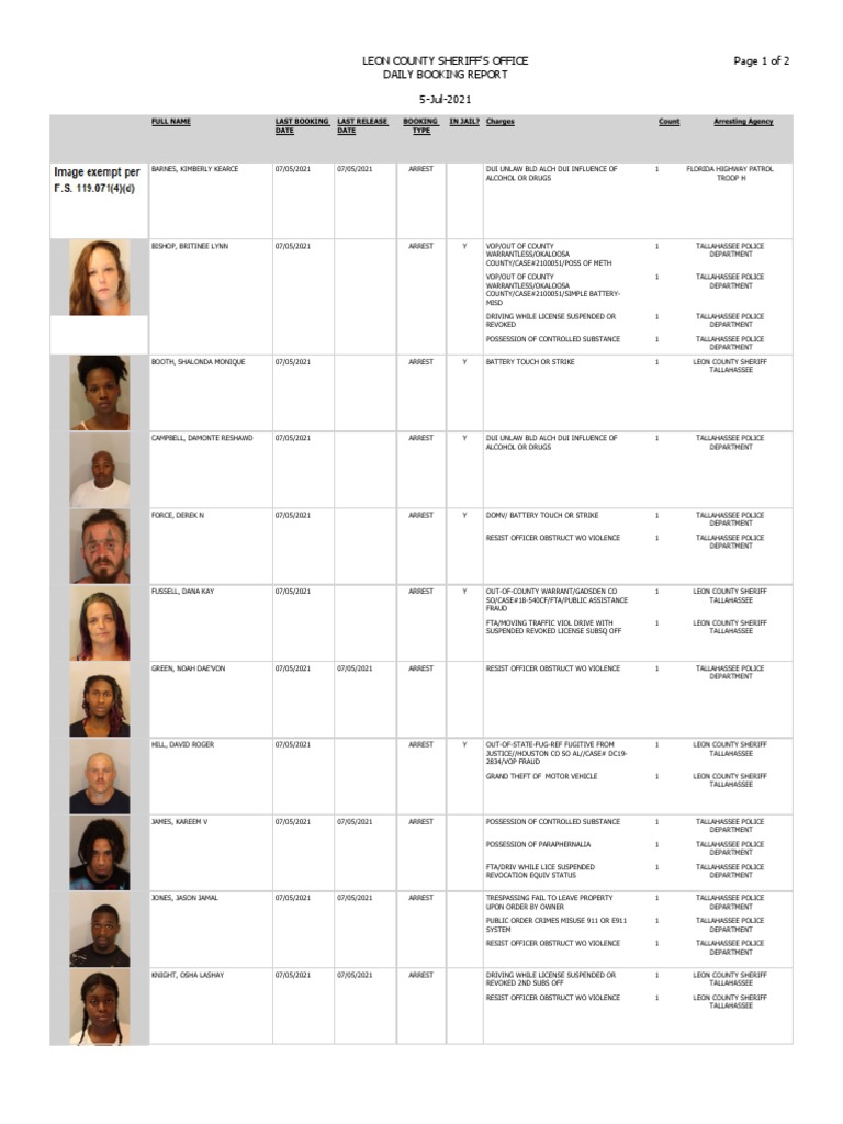 Booking Report 7-6-2021 | PDF | Driving Under The Influence | Criminal Law