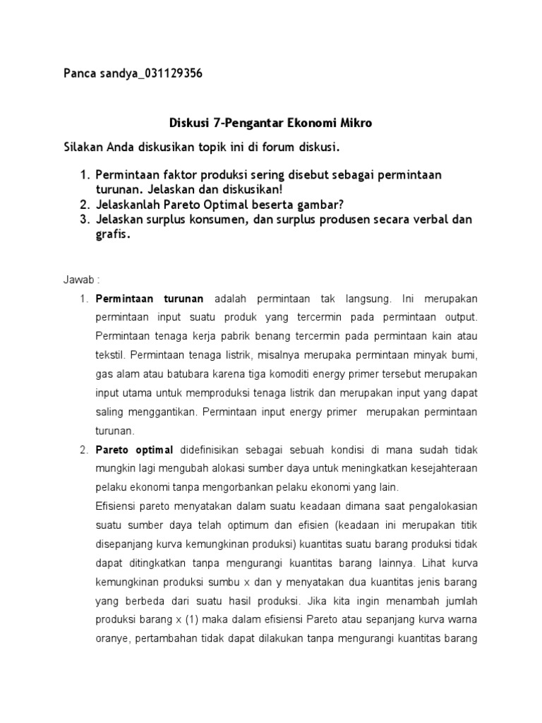 Pengantar Ekonomi Mikro Diskusi 7 | PDF Pengantar Ekonomi Mikro Diskusi 7 | PDF