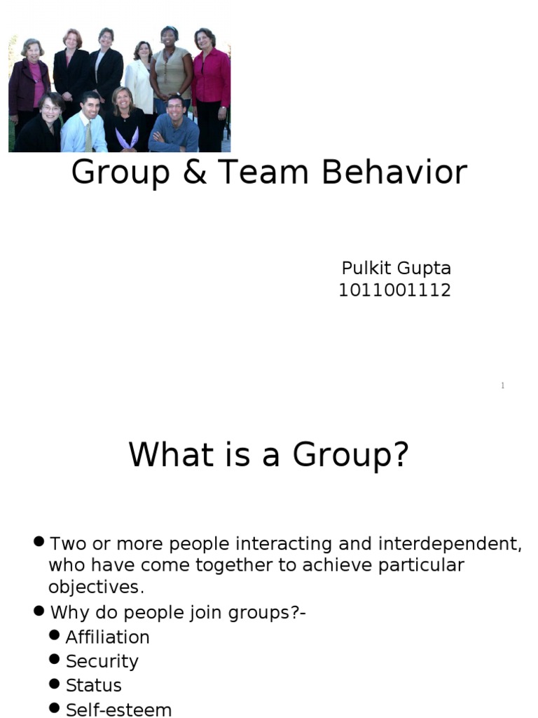 Group & Team Behavior: Pulkit Gupta 1011001112 | PDF | Leadership | Conformity