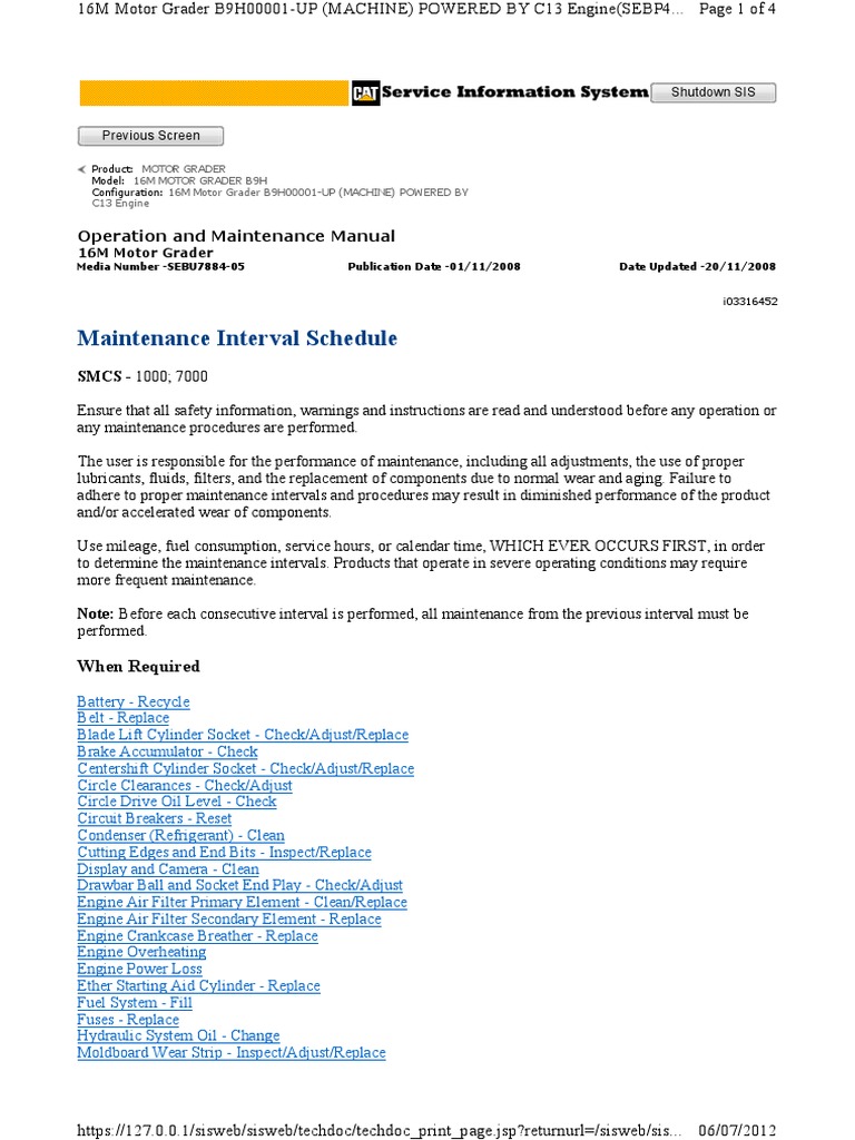 Maintenance Interval Schedule: When Required | PDF | Bearing ...
