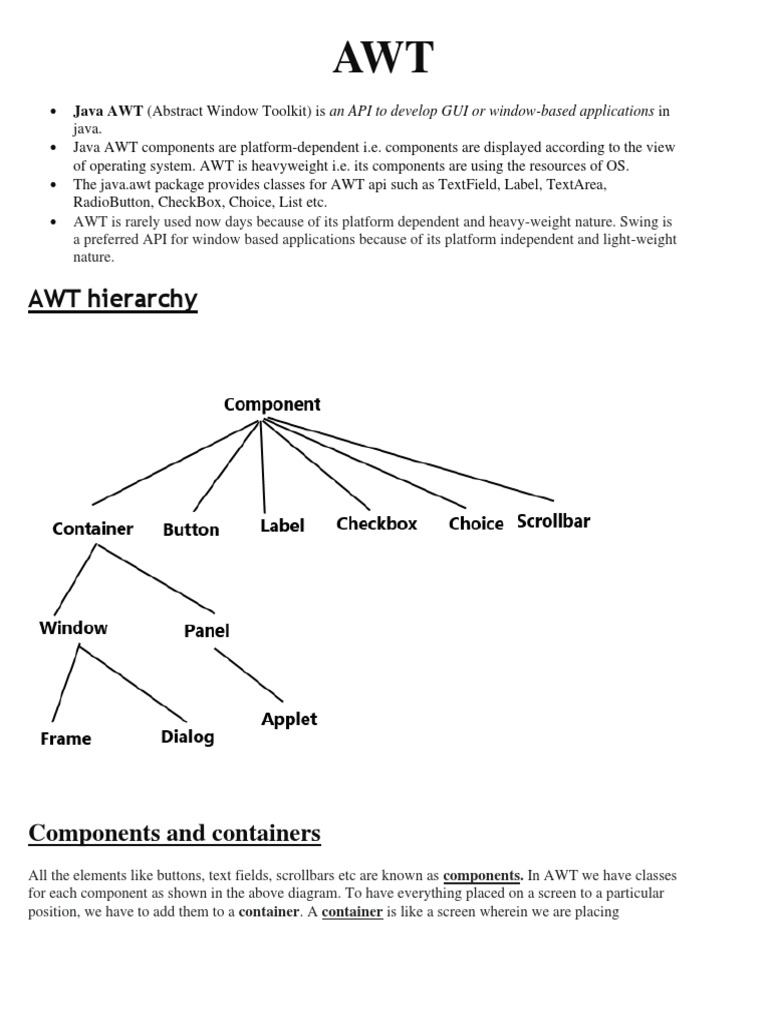 Awt Hierarchy Pdf Programming Paradigms Software Development 