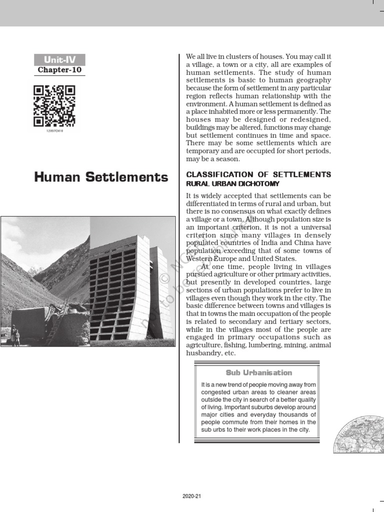 Human Settlements: Unit-IV | PDF | Slum | Village