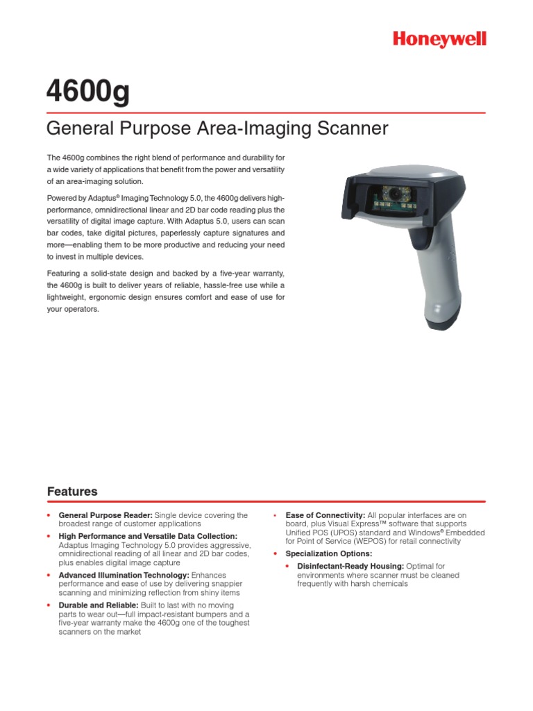 4600g Data Sheet | Image Scanner | Barcode | Free 30-day Trial | Scribd