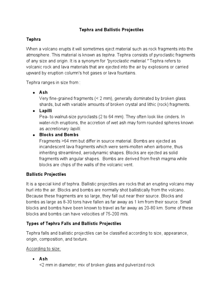 Tephra and Ballistic Projectiles | PDF | Volcanic Ash | Types Of ...