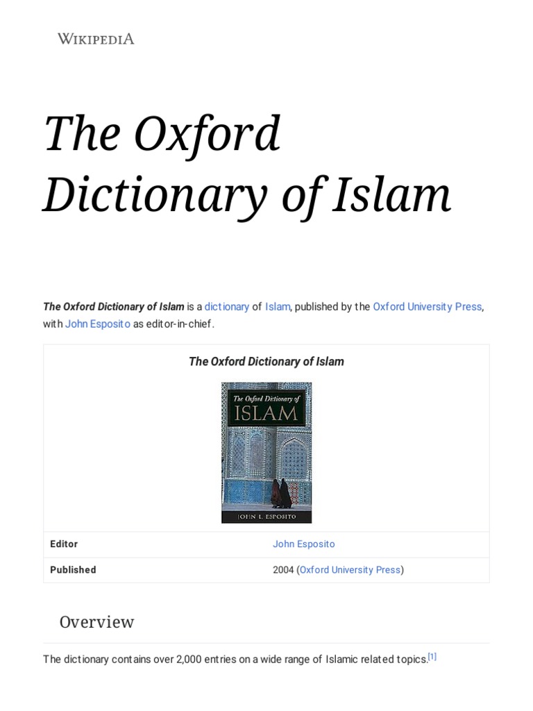 The Oxford Dictionary of Islam - Wikipedia | PDF | Social Science ...