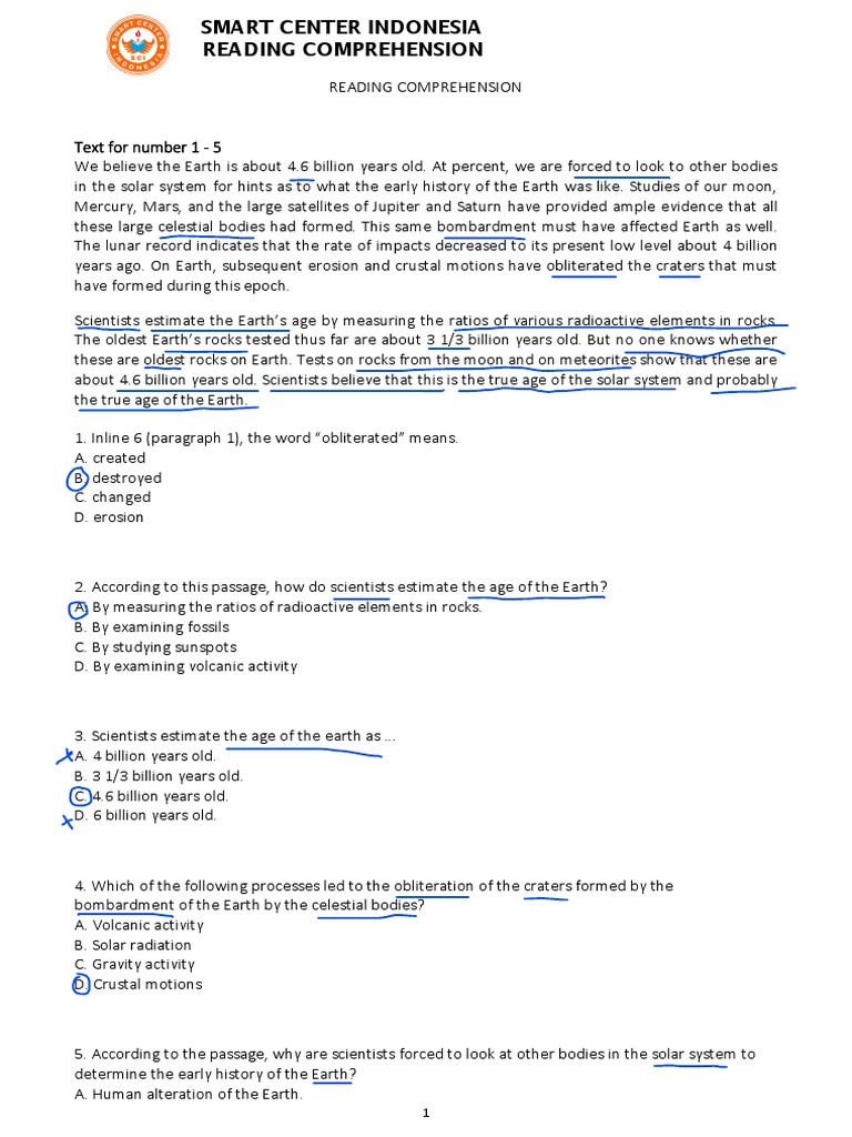 Soal Reading Comprehension | PDF | Moon | Impact Crater