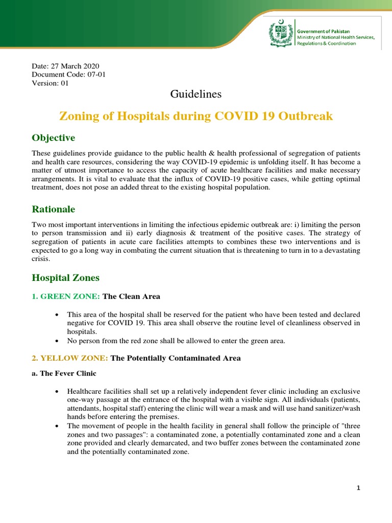 Hospital Zoning Guidelines for COVID-19 | PDF | Intensive Care Unit ...