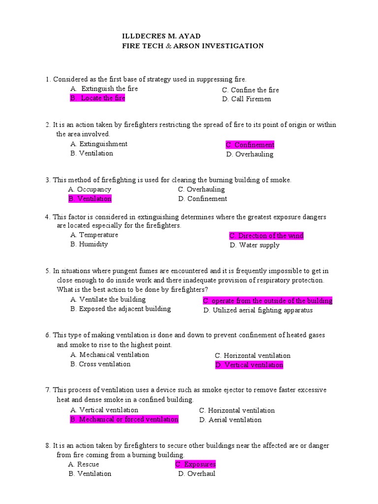 Cdi 6 Fire Tech Arson Investigation Assignments | PDF | Fires | Firefighter