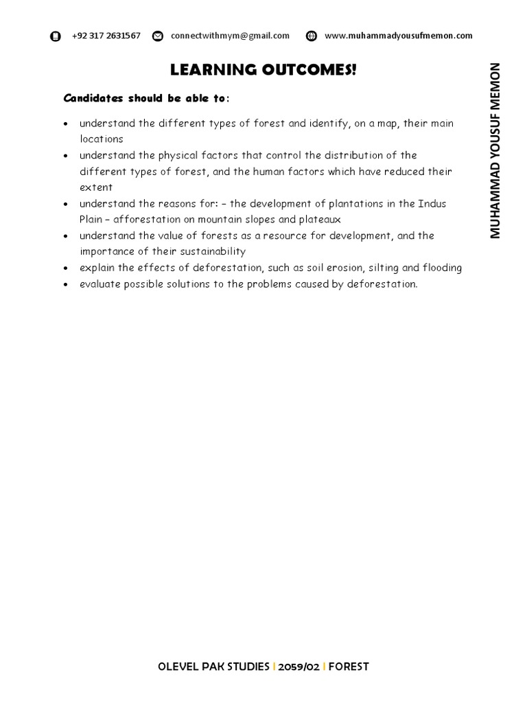 TOPIC 4 (FOREST) Pakistan Studies o Level Notes | PDF | Soil | Forests