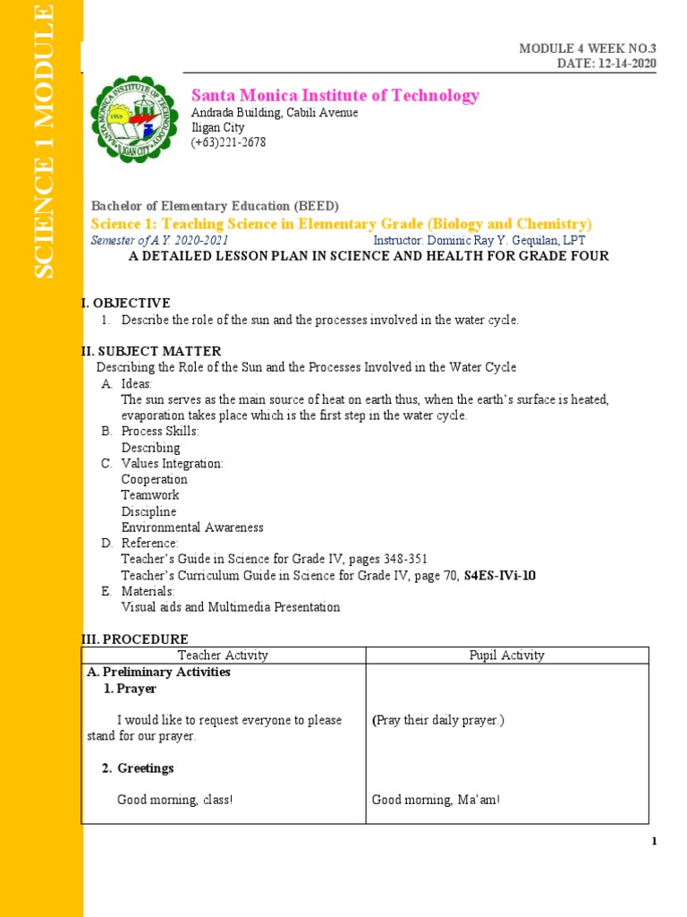 Science DLP For Elementary | PDF | Evaporation | Precipitation