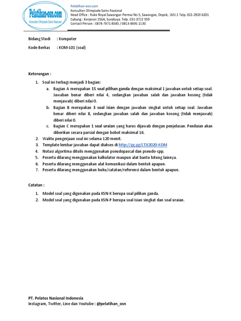 LTJJ 2021 Kom-L01 (Soal) | PDF