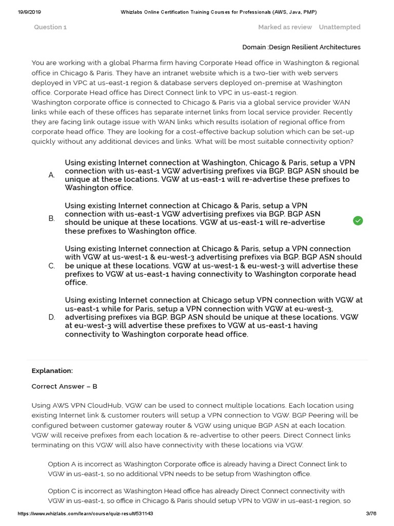 Marked As Review Unattempted: Domain:Design Resilient Architectures ...