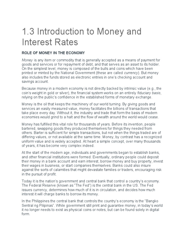 1.3 Introduction To Money and Interest Rates | PDF | Currency | Money