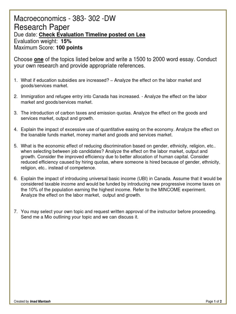 Macroeconomics Research Paper Guidelines | PDF | Economic Growth ...