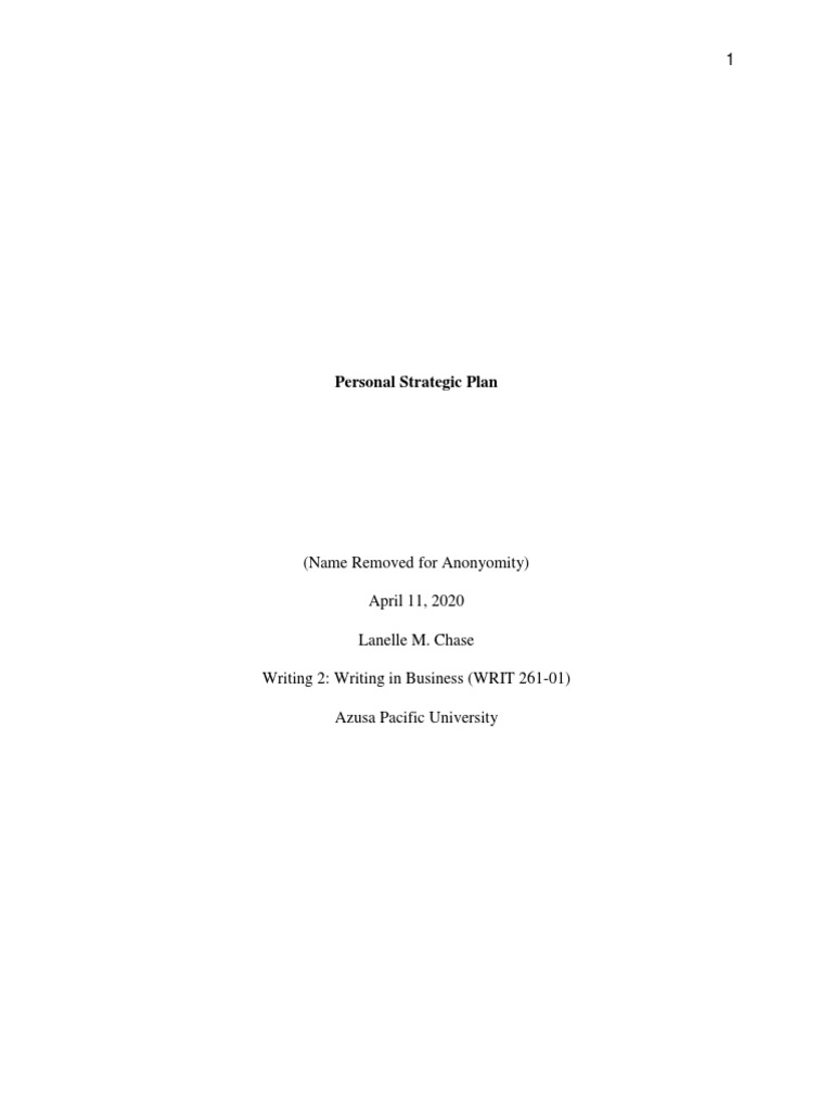 Example+Paper+ +Personal+Strategic+Plan | PDF | Swot Analysis ...