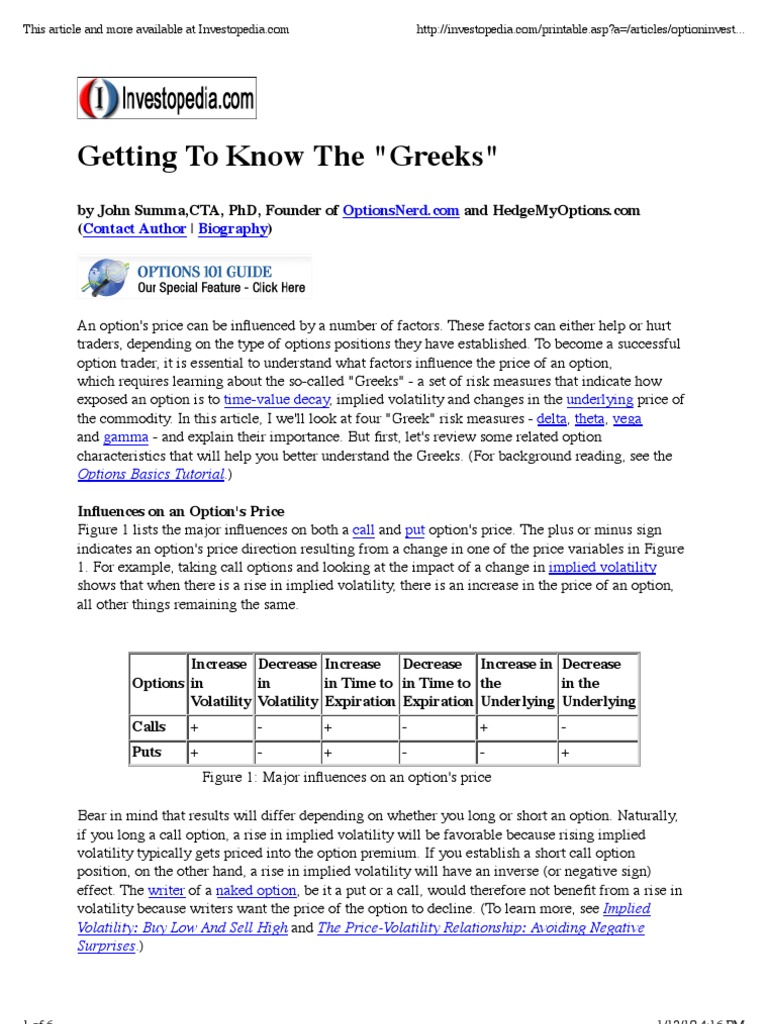 Getting To Know The Greeks | Download Free PDF | Greeks (Finance ...